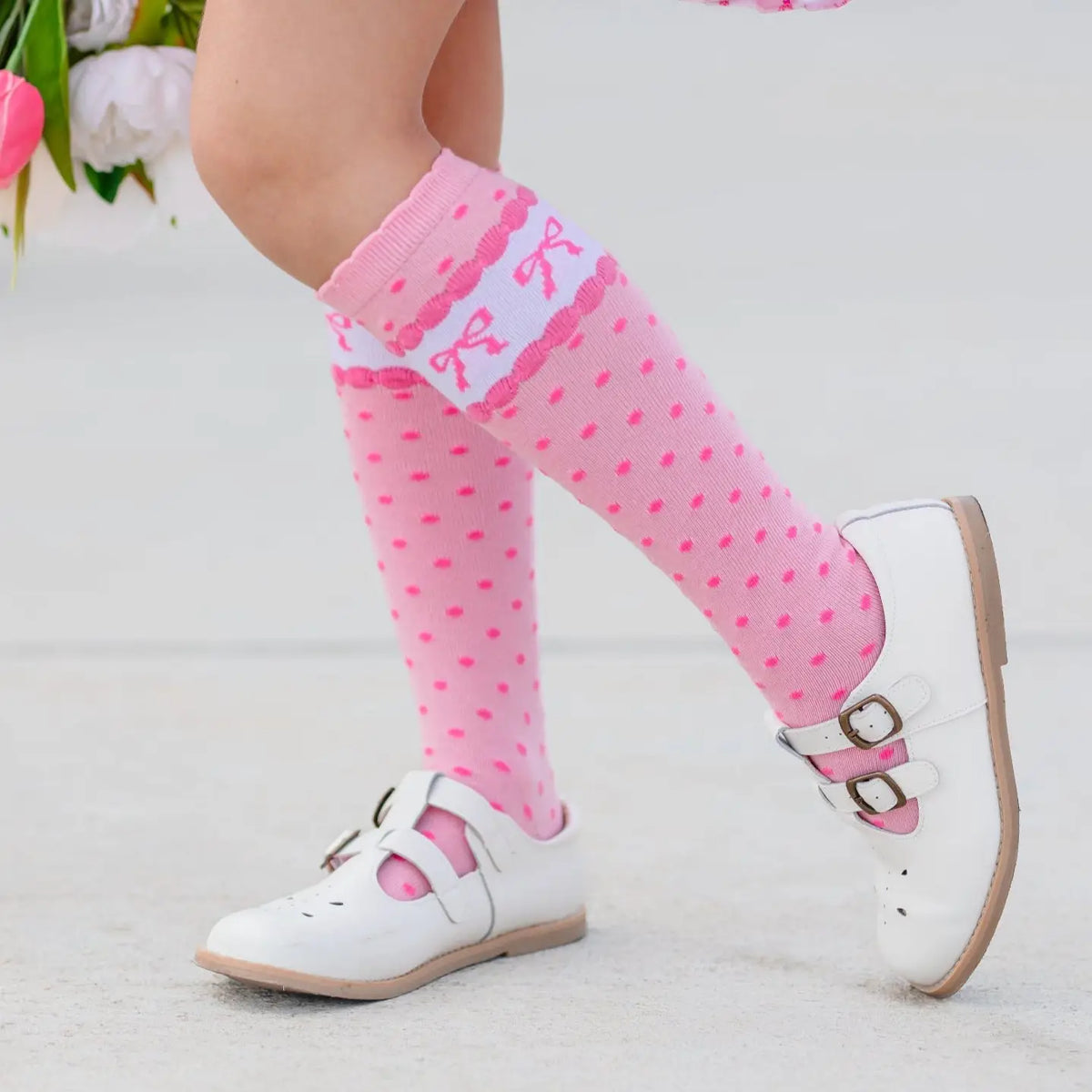 Pink Bow Scalloped Knee Socks – Bella Vita